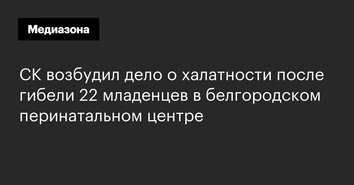 СК возбудил дело о халатности после гибели 22 младенцев в белгородском перинатальном центре